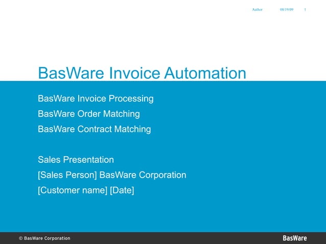 Basware Invoice Automation Presentation 2007 | PPT | Business ...