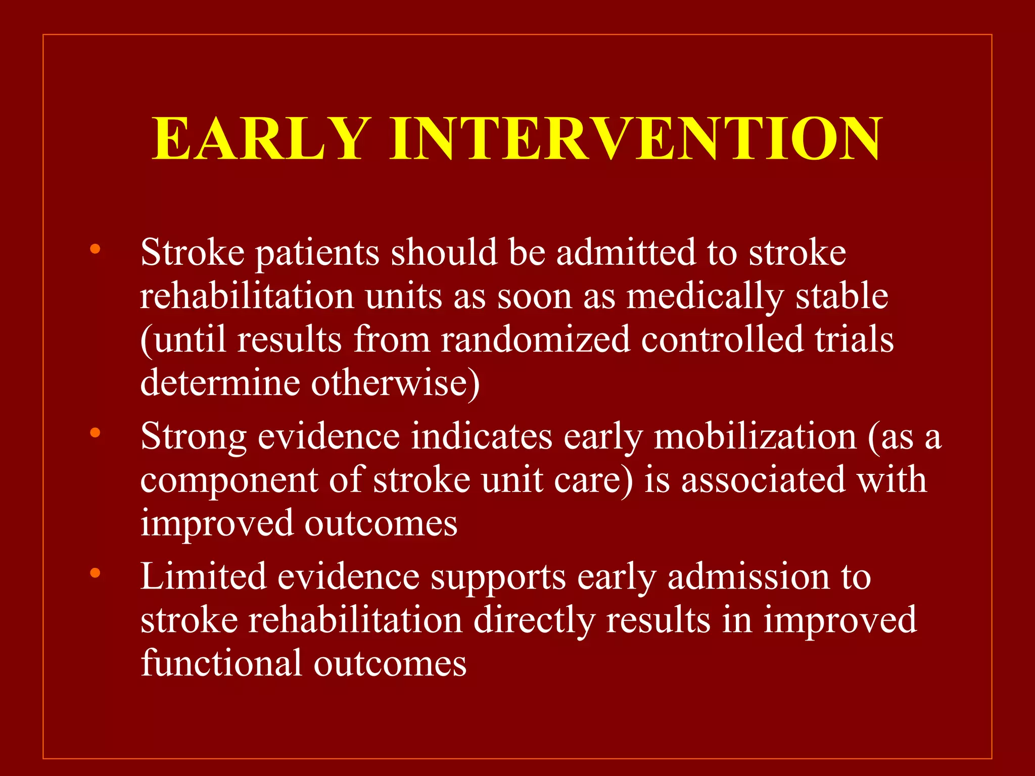 Best Practices In Stroke Rehabilitation The Us Experience 1 30 09 | PPT