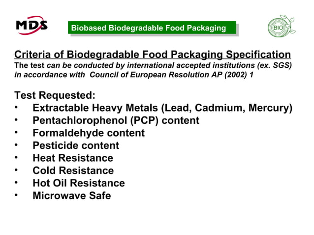 Biobased Biodegradable Food Packaging | PPT