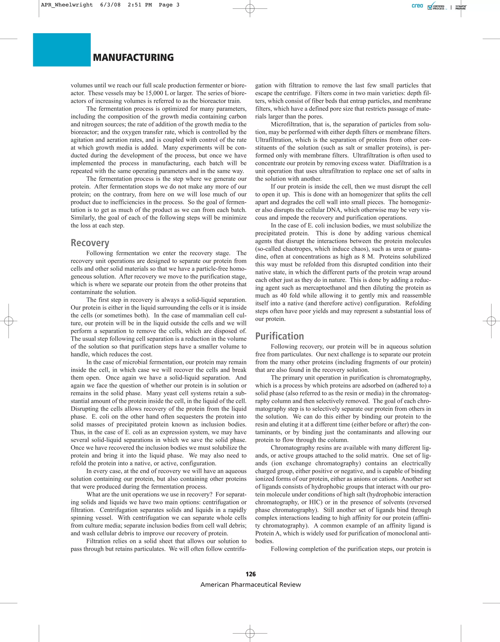 Biopharmaceutical Manufacturing Introduction | PDF