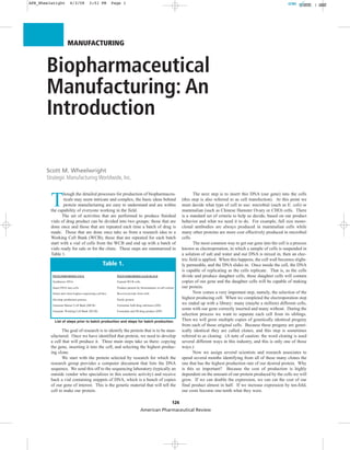 Biopharmaceutical Manufacturing Introduction | PDF