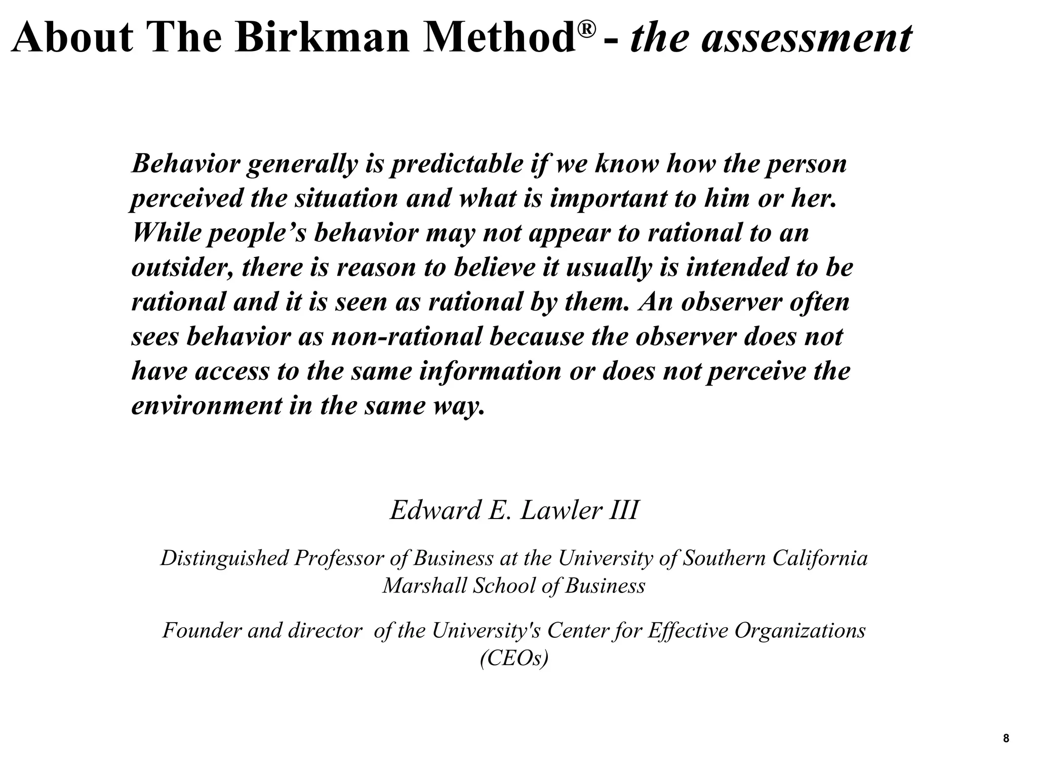 Birkman Presentation Overview | PPT