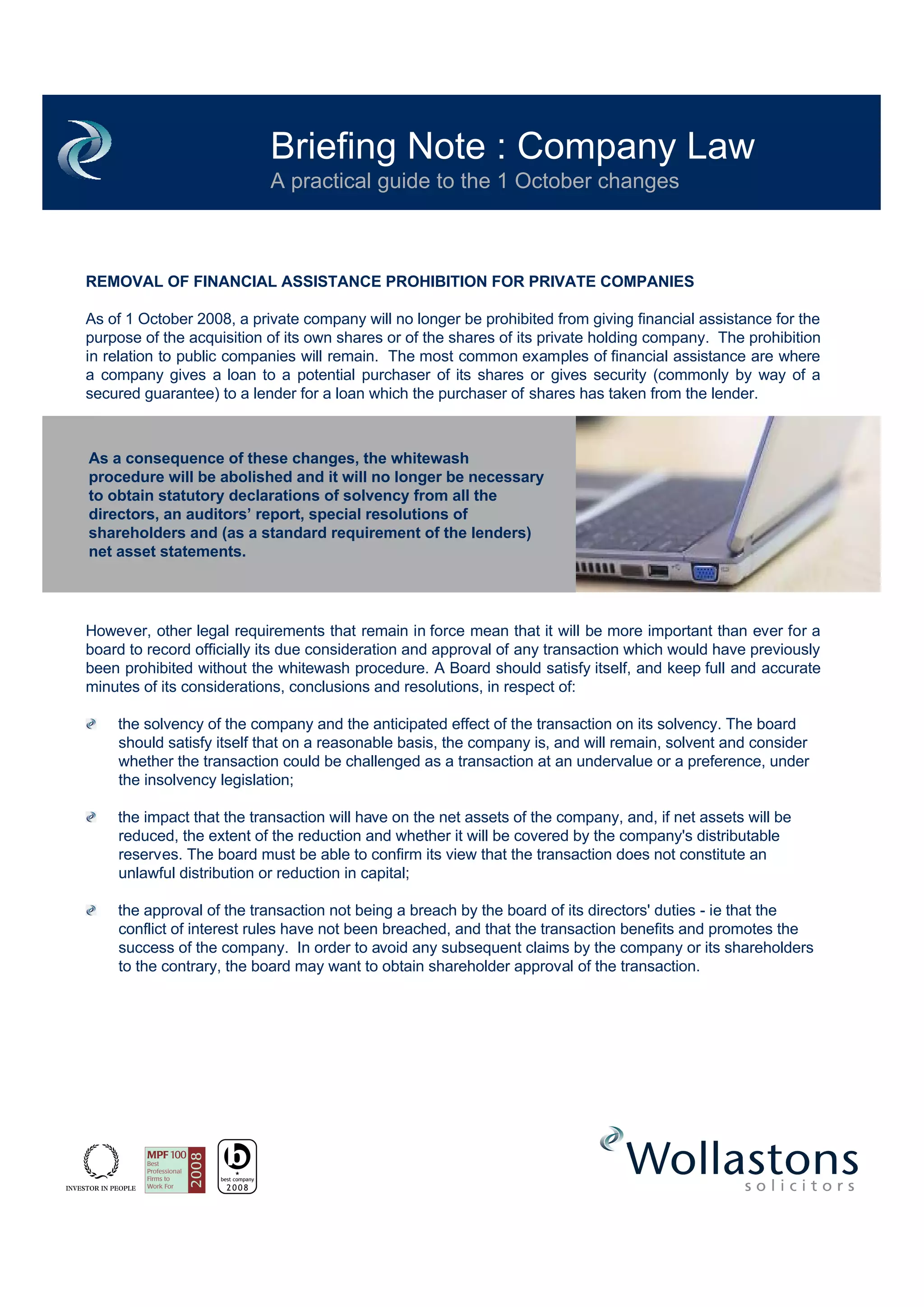 Briefing Note 1 Oct Company Law | PDF