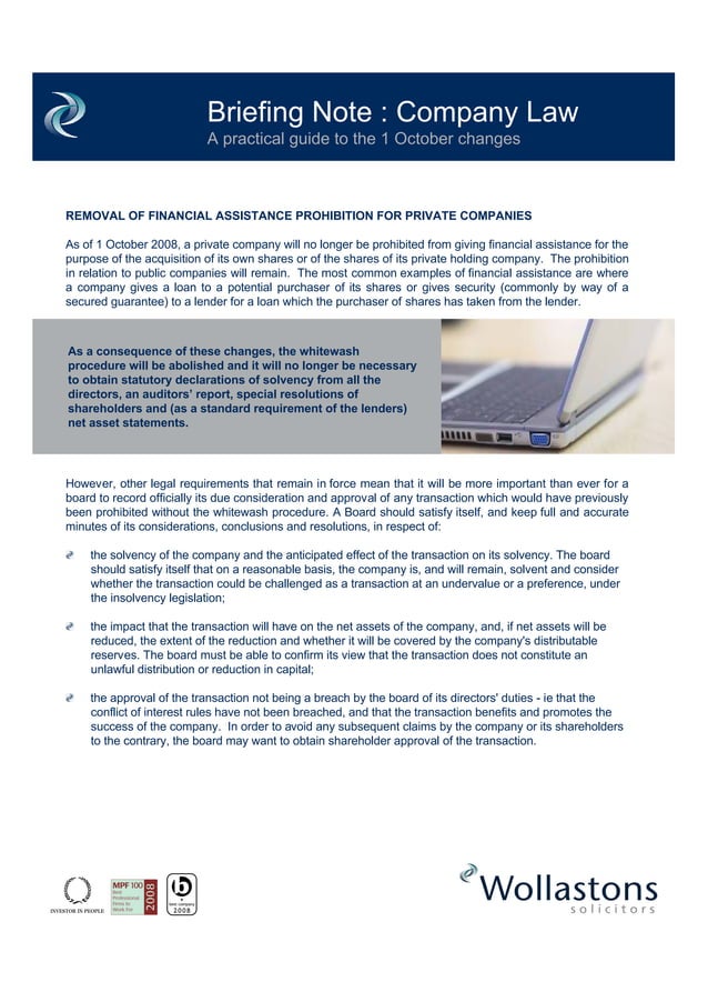 Briefing Note 1 Oct Company Law | PDF