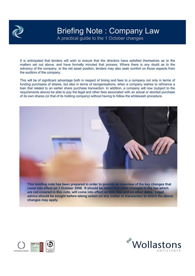 Briefing Note 1 Oct Company Law | PDF