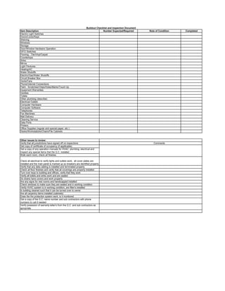 Buildout Check List | PDF