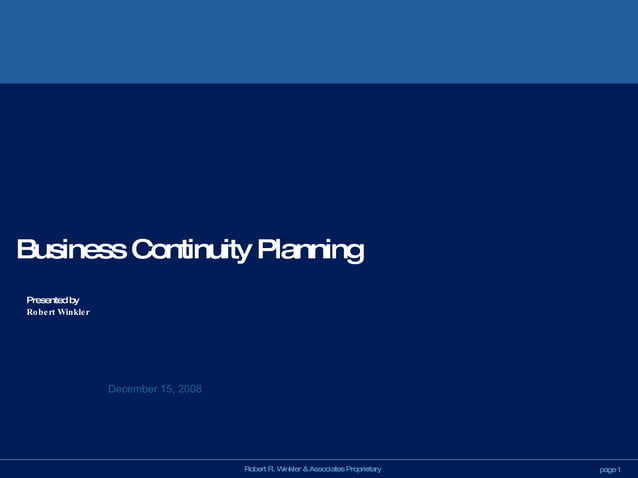 Business Continuity Planning Presentation Overview | PPT