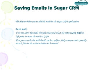 SugarCRM Lotus Notes Plug-In | PPT