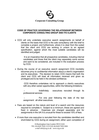 Ccg Code Of Practice | PDF