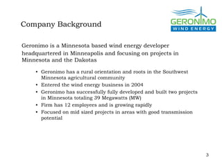 Geronimo Wind Development Model | PPT