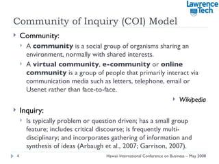 COI Presentation: Teaching Presence | PPT