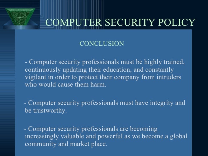 Computer Security Policy D Computer Security Policy D
