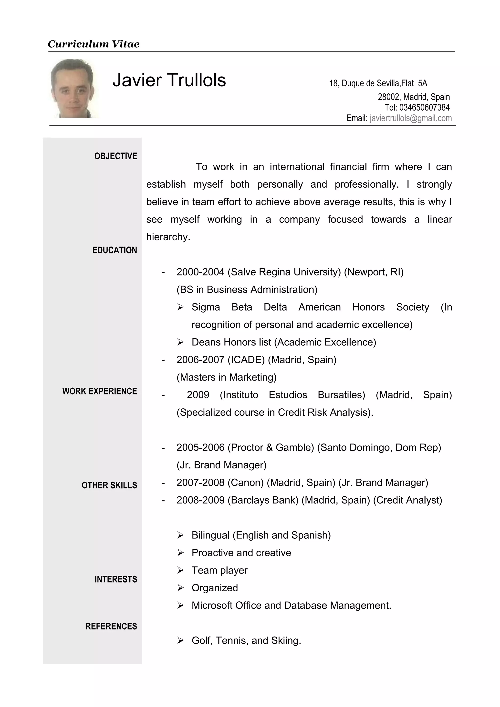 Cv English | DOC