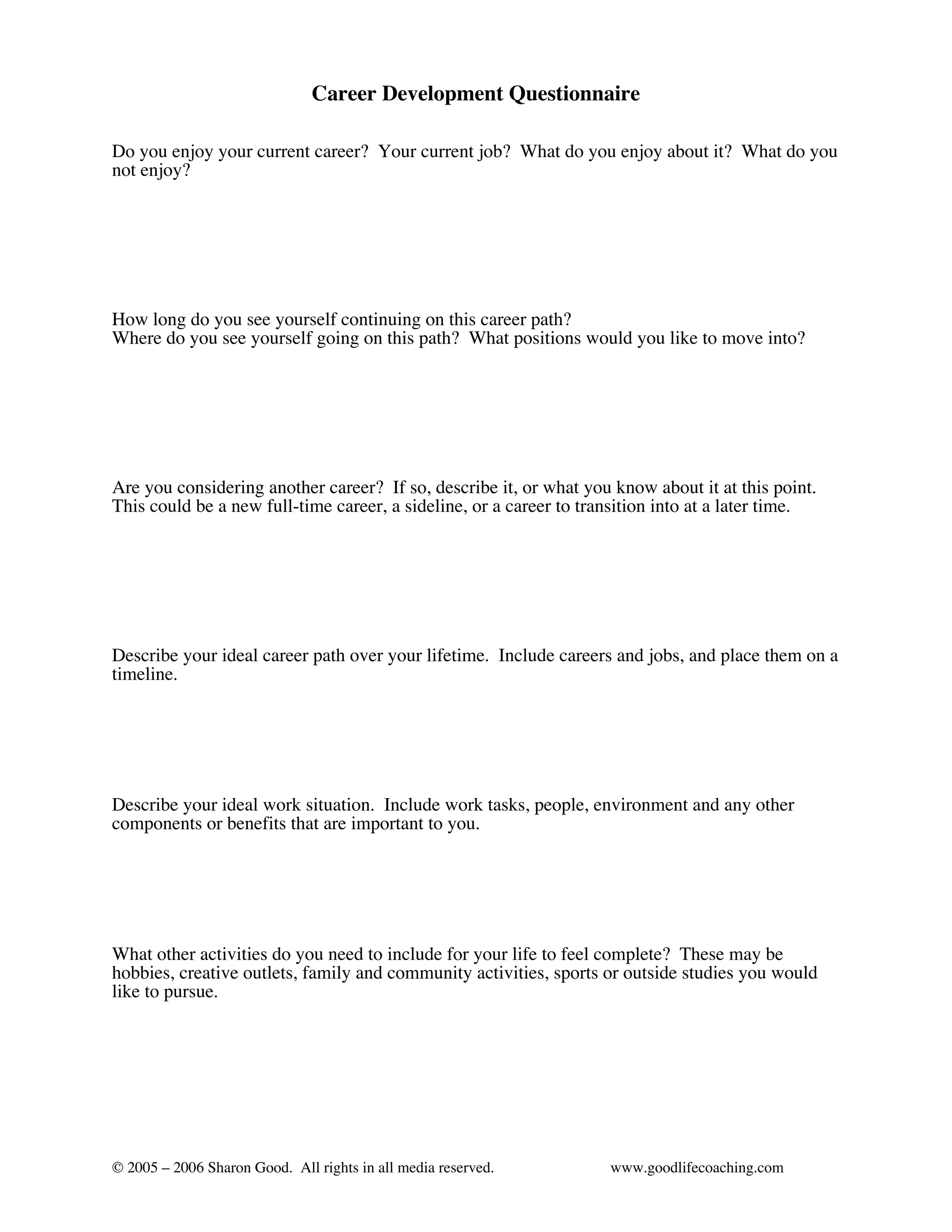 Career Development Questionnaire | PDF