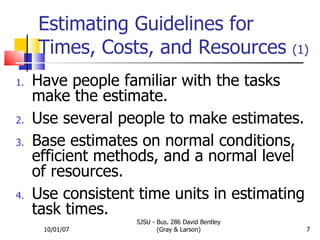 Estimating Time & Costs | PPT