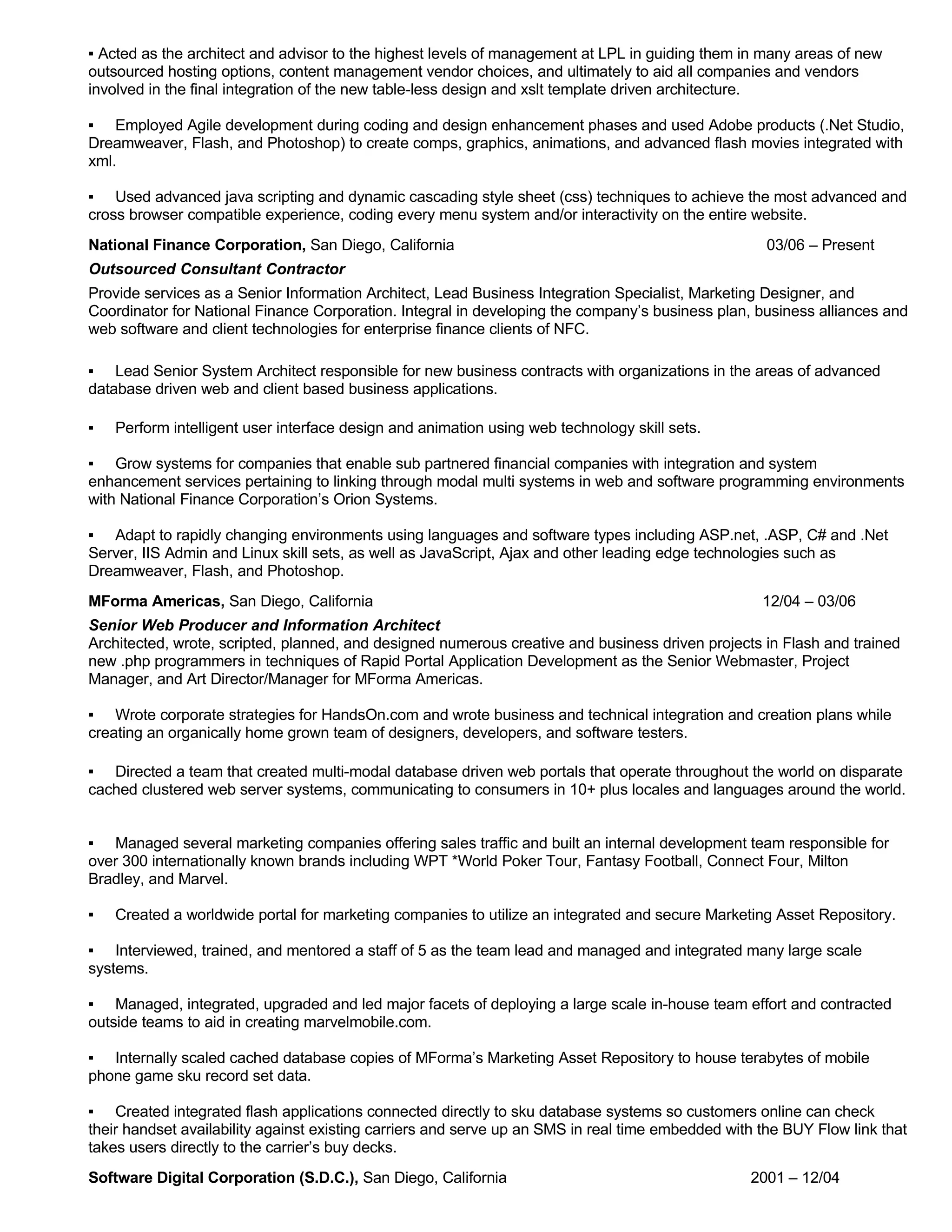 Chad Collins Professional Resume | RTF