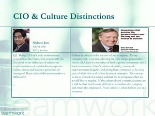 Cisco - A CIO Perspective: | PPT | IT and Internet Support | Internet