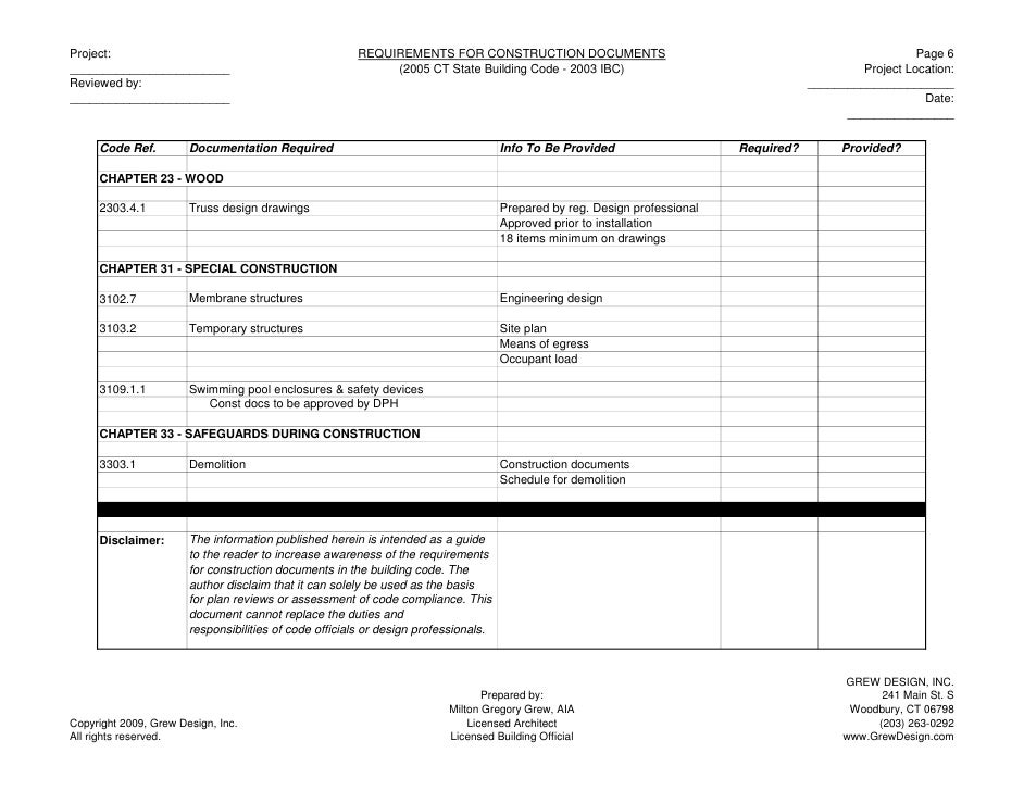 Construction Documents Checklist