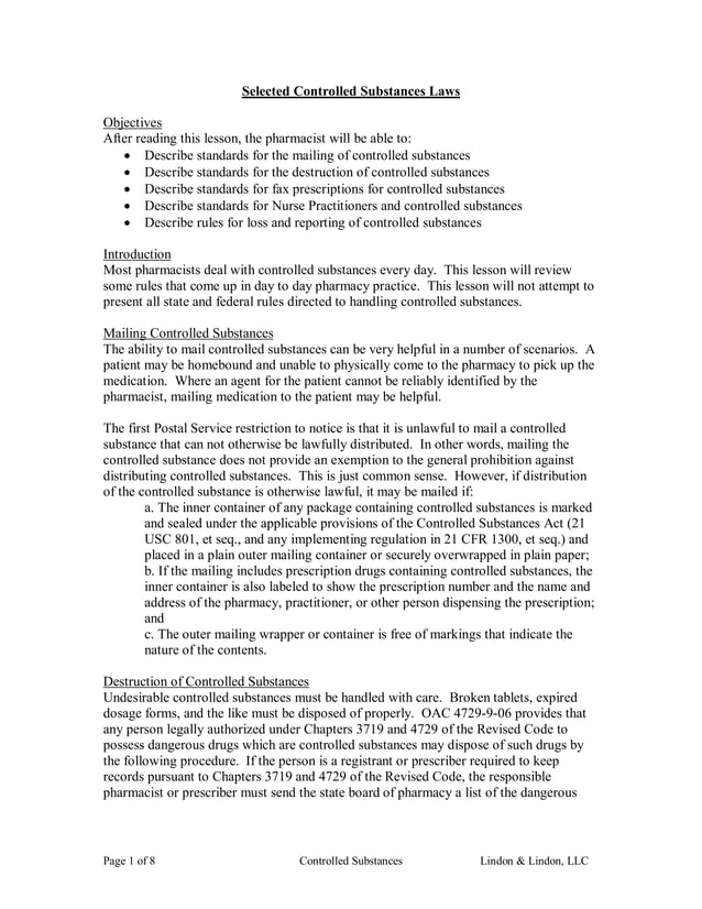 Controlled Substances Laws (expired) | PDF