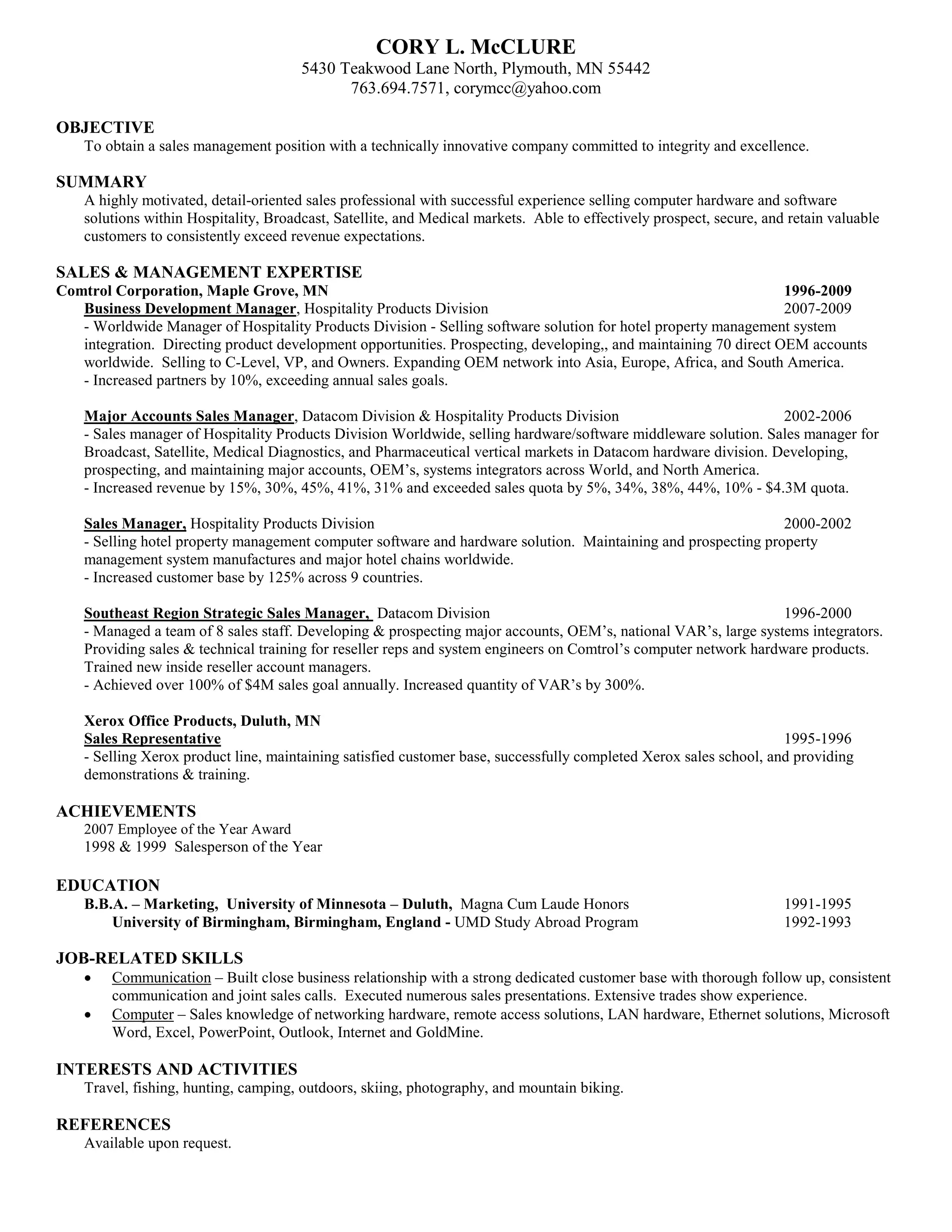 Cory Mc Clure Resume | PDF