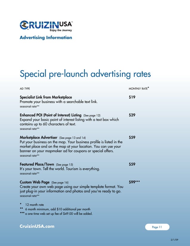 Cruizin Usa Ad Pack Mini | PDF