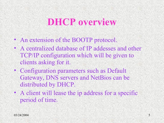 DHCP Server & Client Presentation | PPT | Computer Networking | Computing