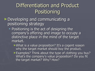 Differentiation and Product Positioning | PPT