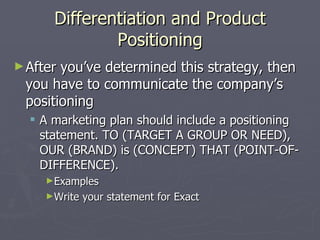 Differentiation and Product Positioning | PPT