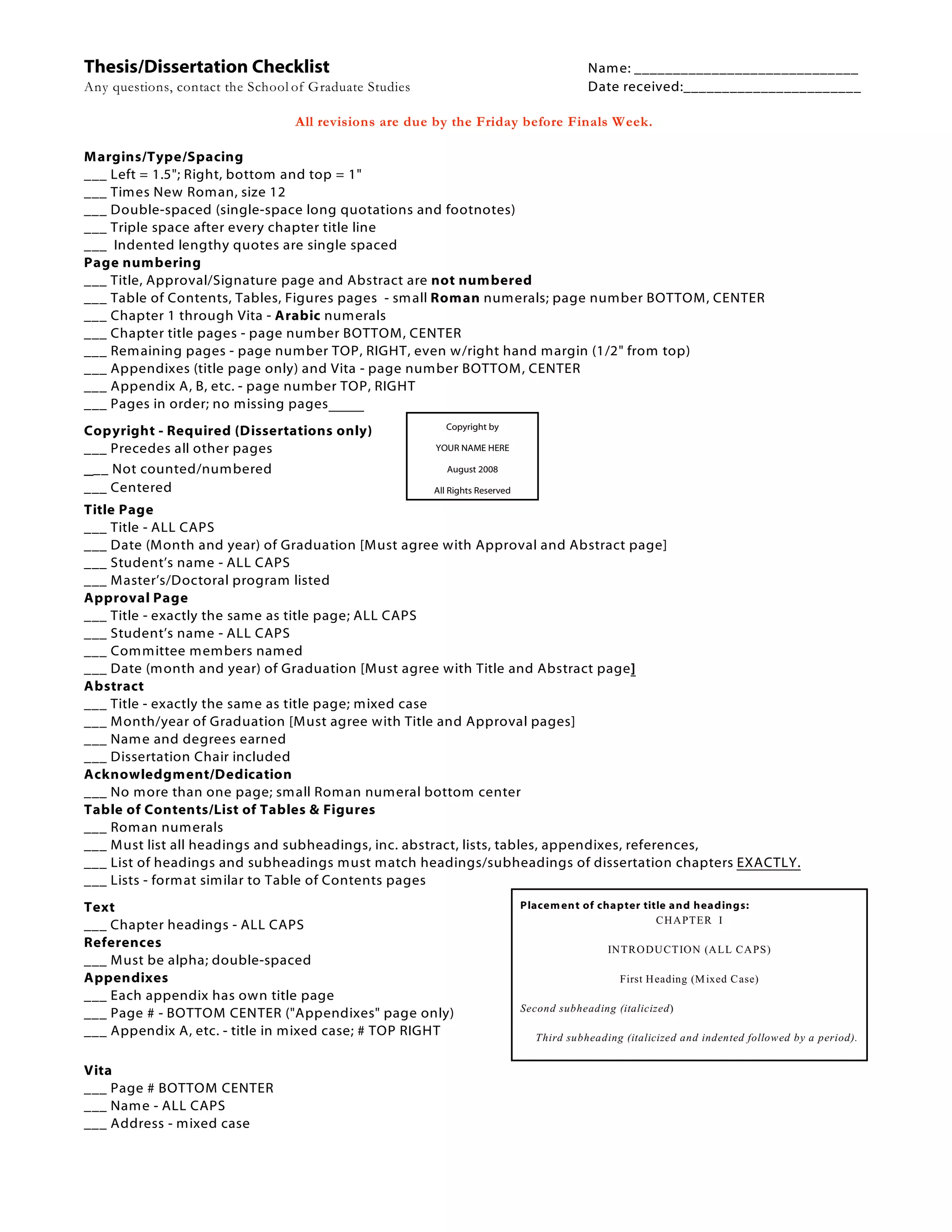 Dissertation Checklist 2[1] | PDF