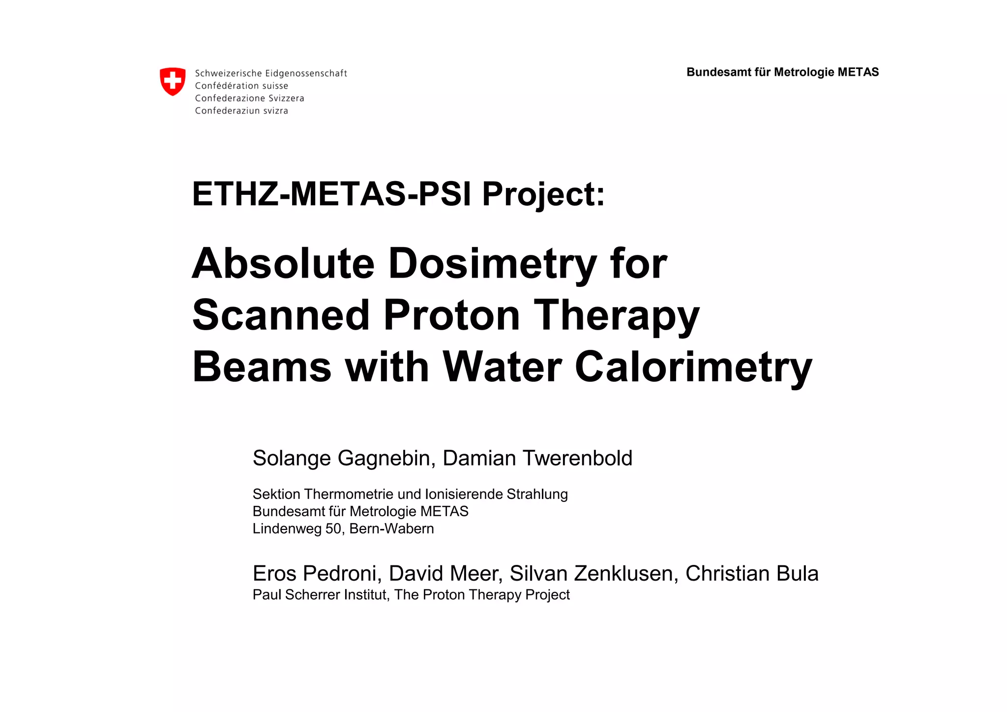 Absolute Dosimetry for Proton Beams-Doktorandenseminar 11 Sept 2008 | PDF