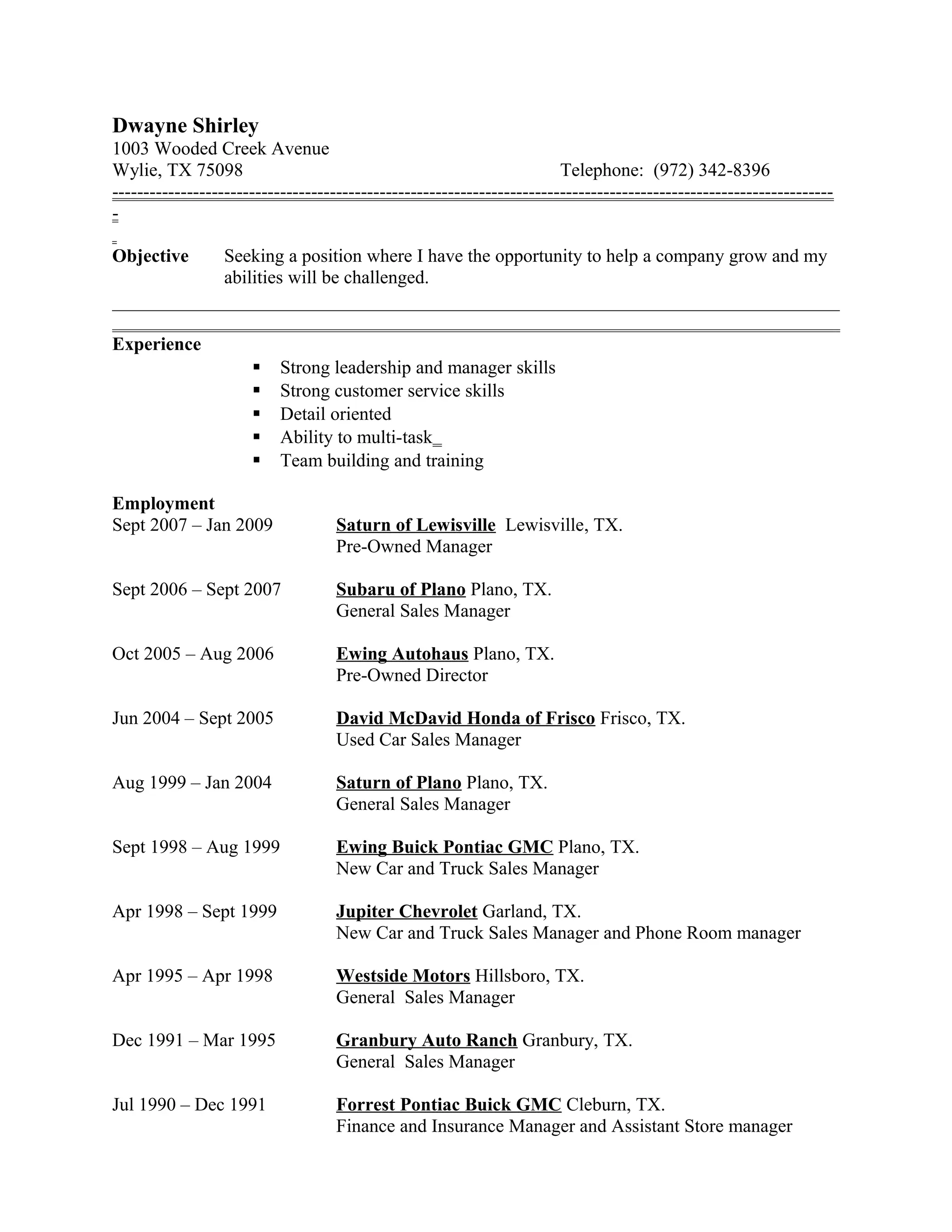 Dwaynes Resume Updated | DOC