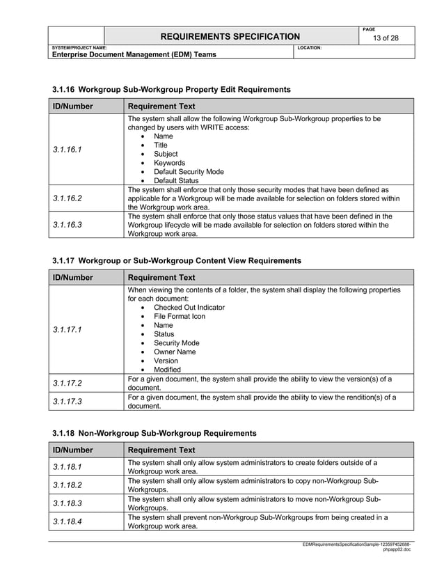 Edm Requirements Specification Sample | PDF
