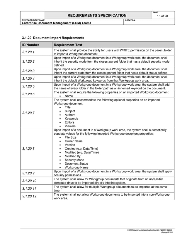 Edm Requirements Specification Sample | PDF