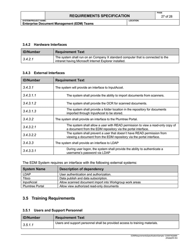 Edm Requirements Specification Sample | PDF