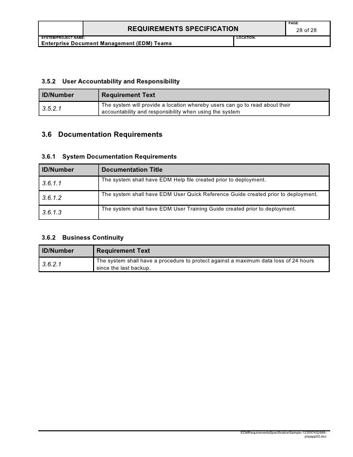 Edm Requirements Specification Sample