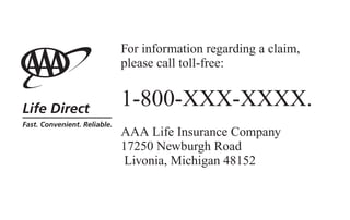 AAA Life Insurance Direct Mail | PDF