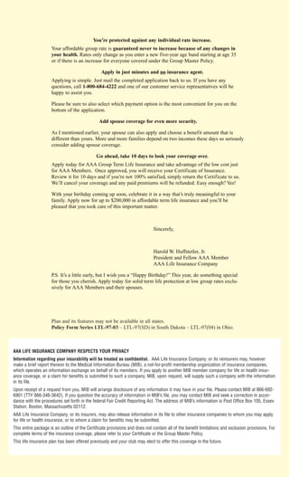 AAA Life Insurance Direct Mail | PDF