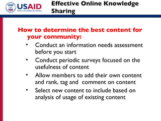 Approaches to Effective Online Knowledge Sharing | PPT