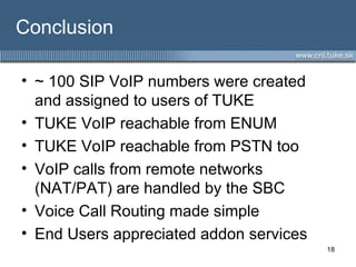 Efficient VoIP Solution for env. of Technical University of Kosice | PPT