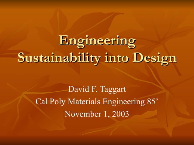 Engineering Sustainability into the Design Process | PPS