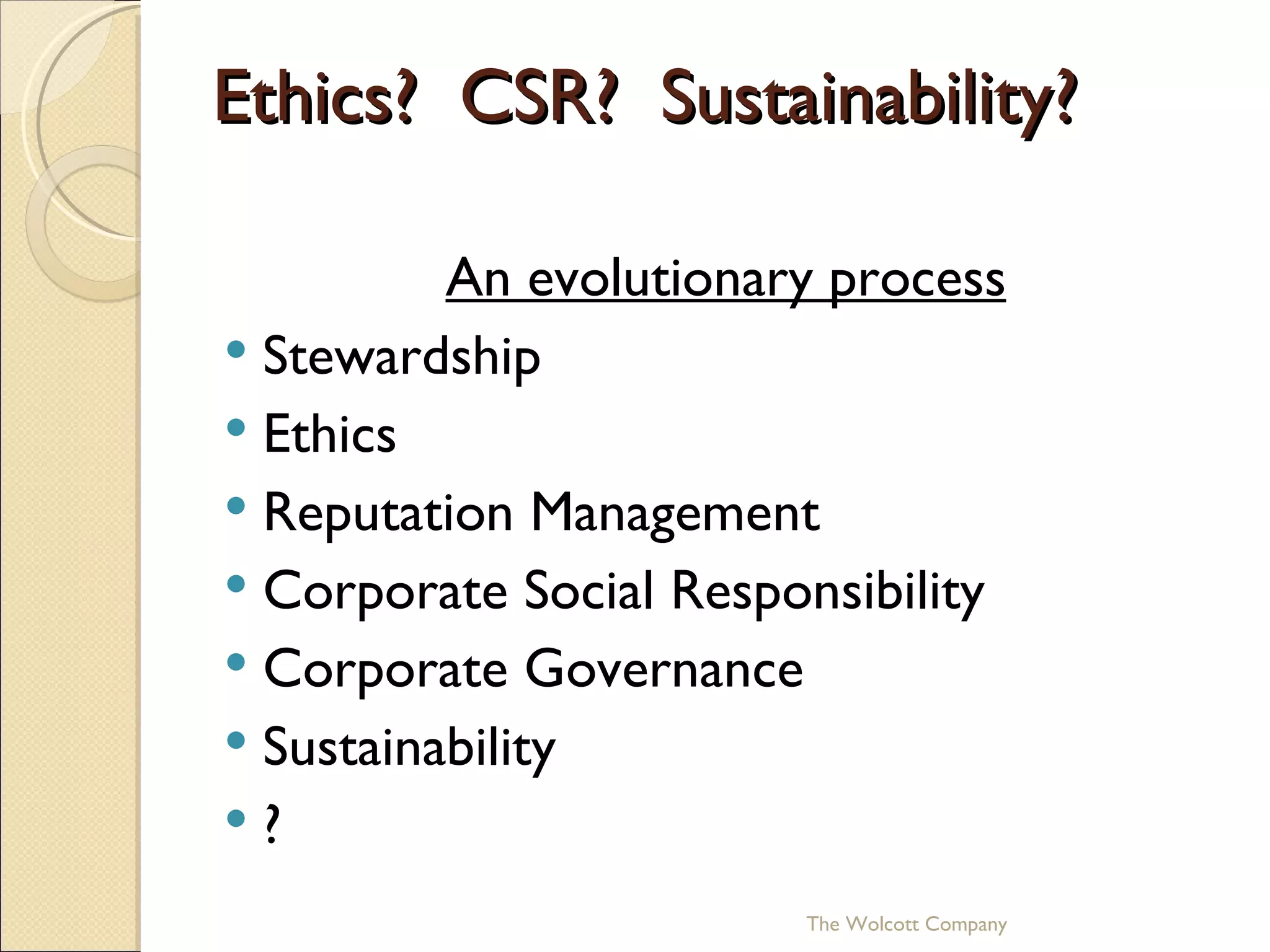 Ethics And Sustainability | PPT