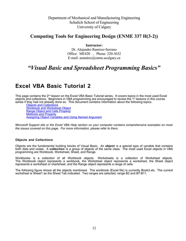 Excel Vba Basic Tutorial 1 | DOC | Programming Languages | Computing