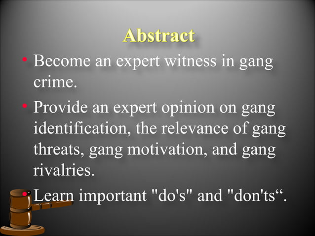 Expert Testimony - Gangs | PPT | Law