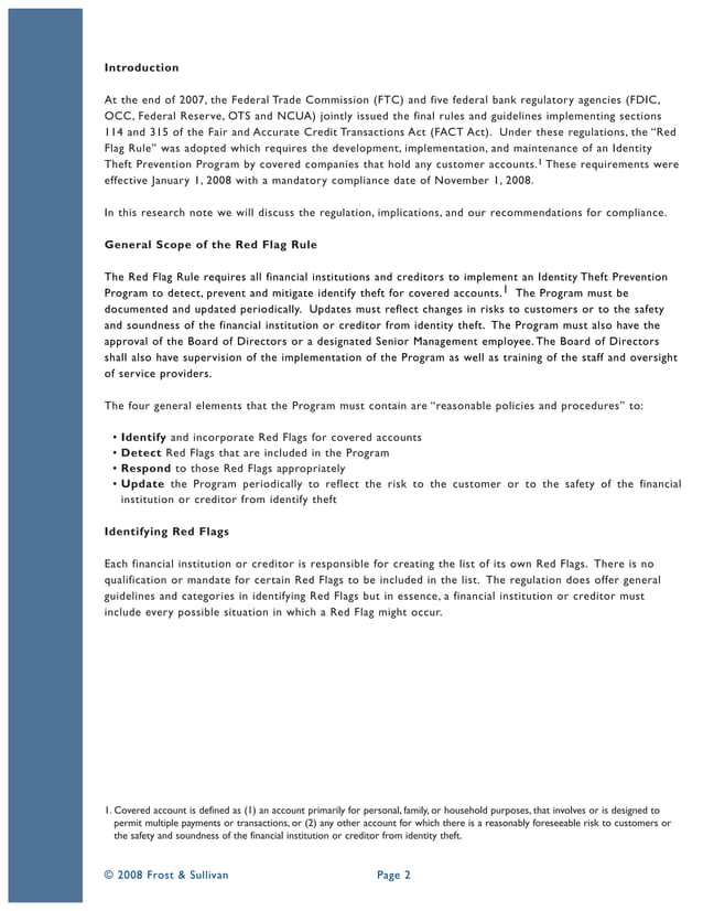 FACTA Red Flag Ruling - Frost Report | PDF | Financial Regulation | Economy