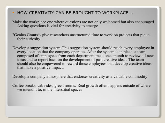 HR department and Creativity | PPT