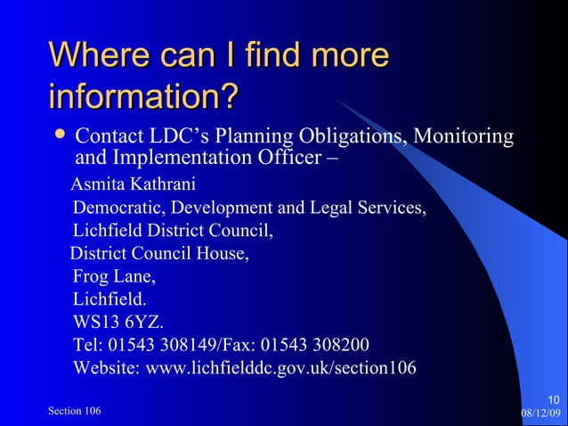 Planning Obligations - Section 106 | PPT