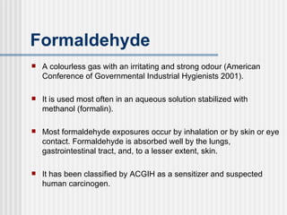 Formaldehyde Exposure in Embalmers | PPT