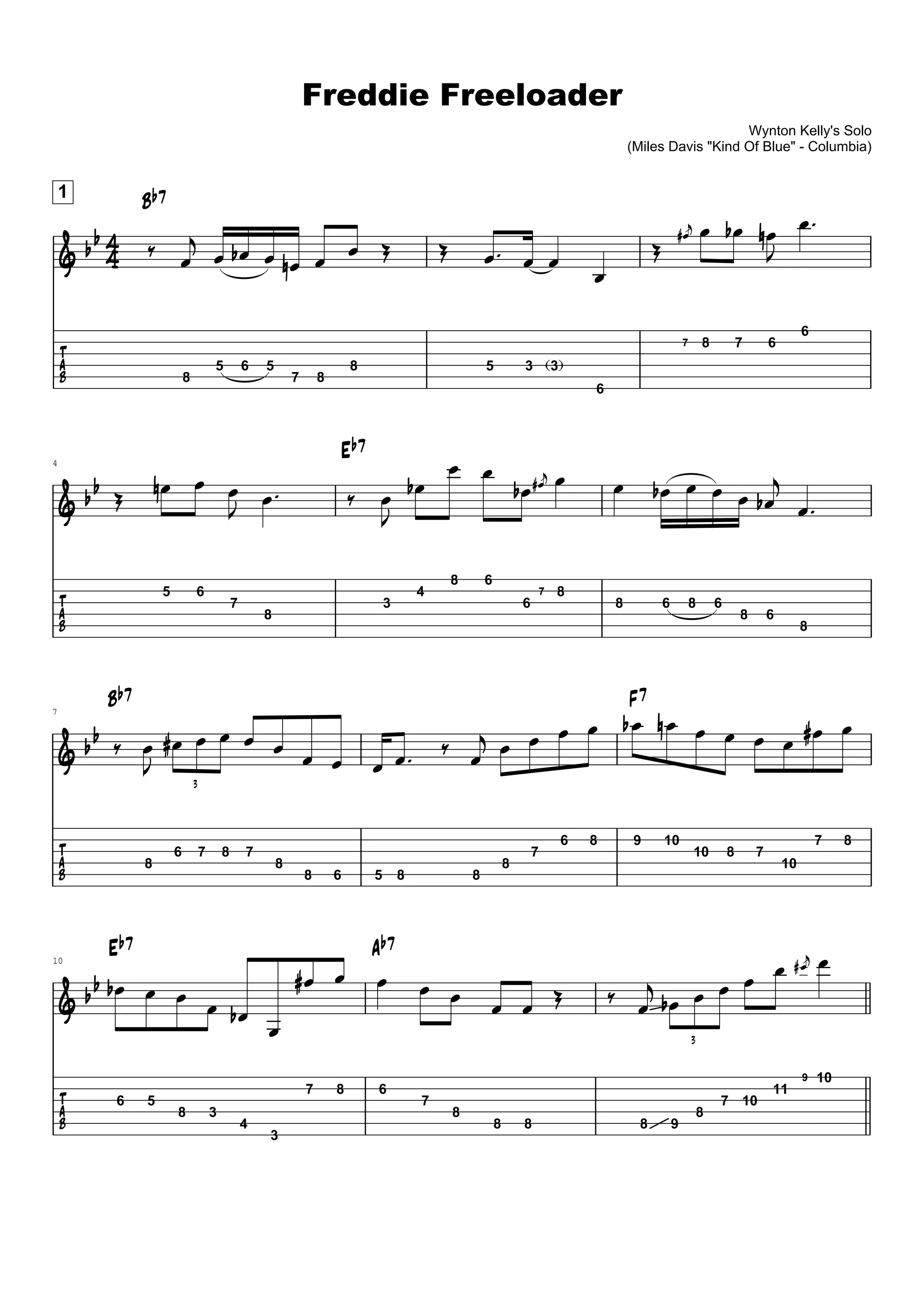 Freddie Freeloader Wynton Kelly TAB | PDF