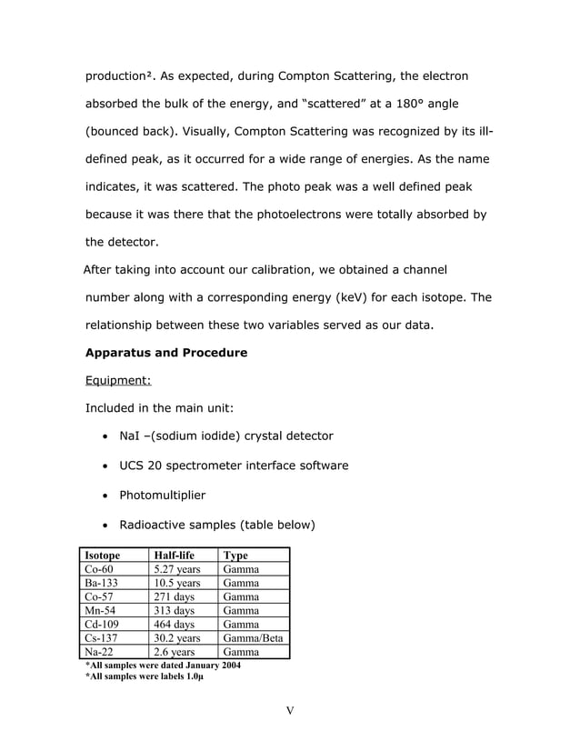 Gamma Ray Spectroscopy Report | DOC