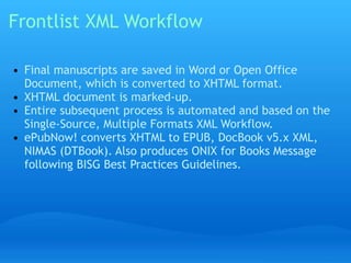 Getting Started With ePubNow! XML Workflow for Publishers | PPT